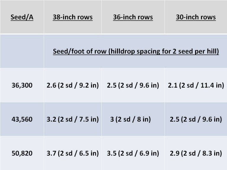Seeding Rate and Plant Population Considerations (Collins & Edmisten ...