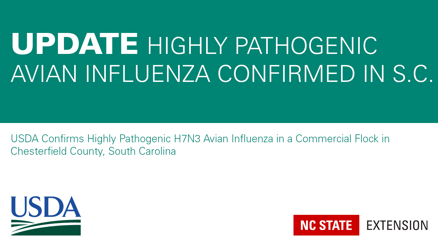 USDA Confirms Highly Pathogenic H7N3 Avian Influenza in a Commercial ...