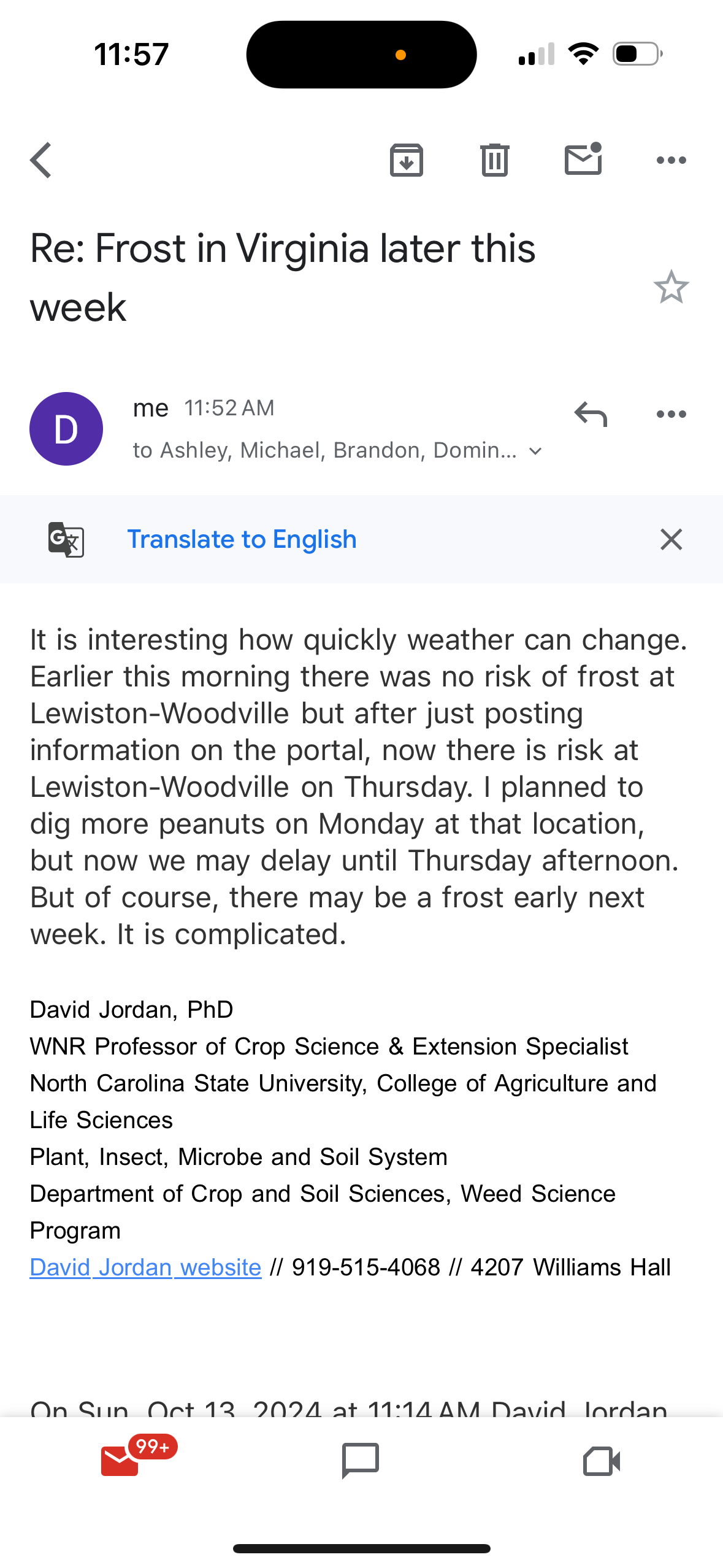 Dr. David Jordan - Extension Peanut Specialist