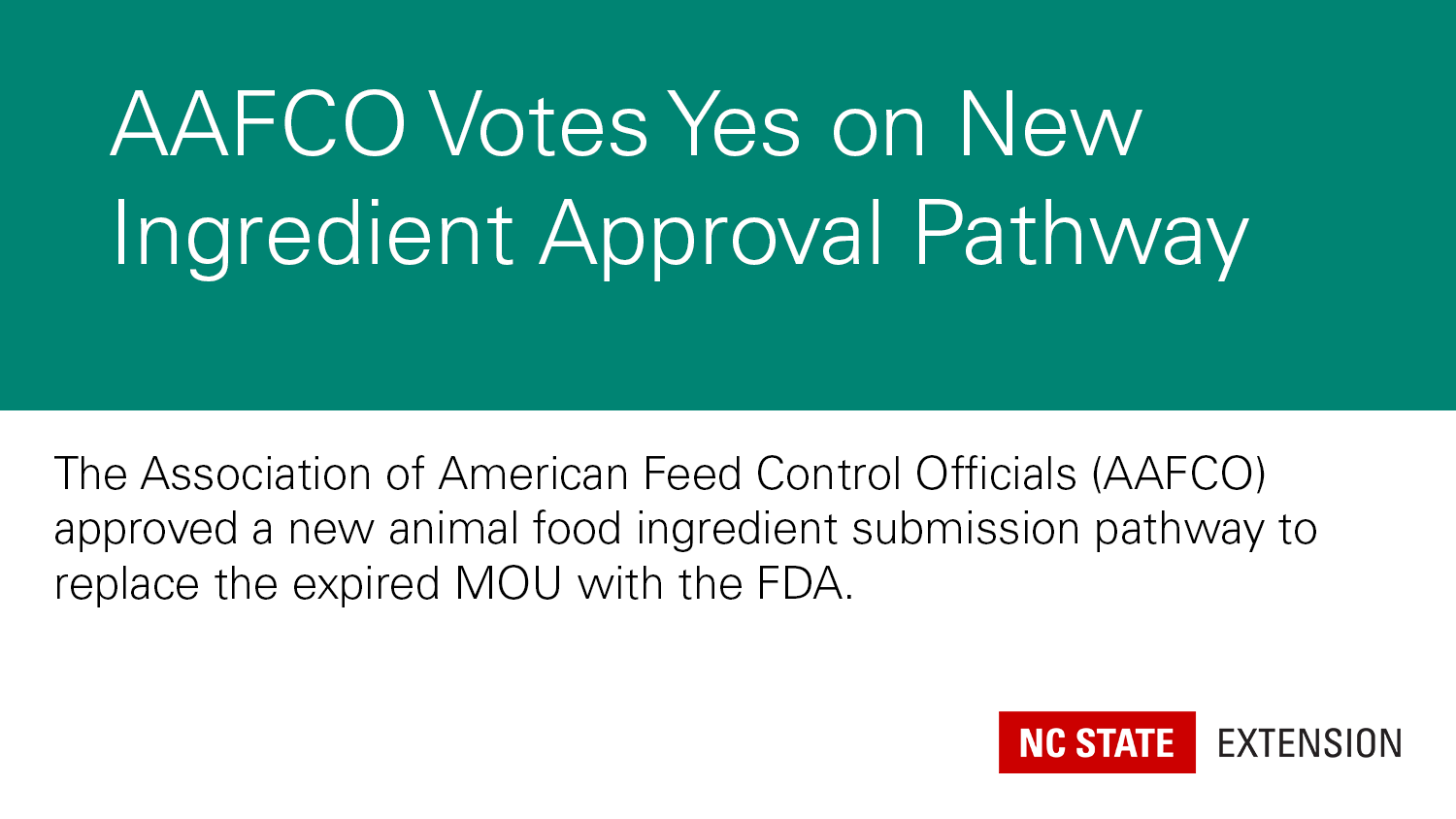 Association of American Feed Control Officials Approves New Animal Food Ingredient Pathway | NC ...